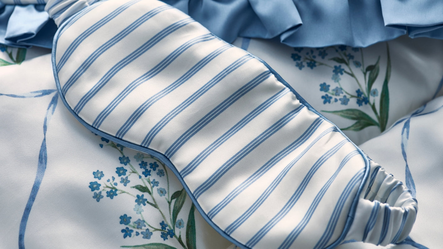 Rattan Blue Silk Eye Mask | 100% Silk Sleep Mask | Gingerlily ...